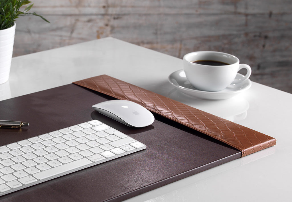 Prestige Tan Brown Crocodile Embossed Leather Desk Pad 76 x 46cm – Zale ...