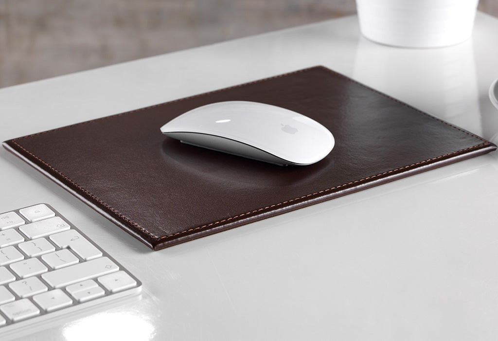 Dark Brown Bonded Leather Hard Back Mouse Mat – Zale Yardley